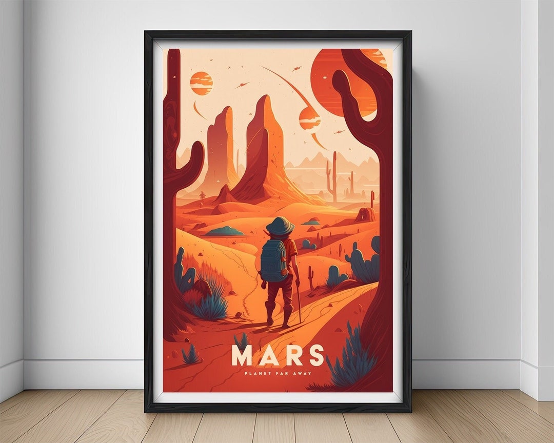 Planet Mars Travel Poster,planet Mars Wall Art Print,mars Solar System ...