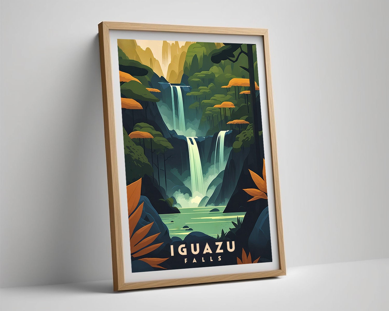 Iguazu Falls Brazil Travel Poster, Iguazu Falls Brazil Wall Art Print ...
