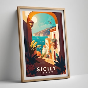 Sicily Travel Poster,sicily Print,sicily Wall Art Print,sicily Italy ...