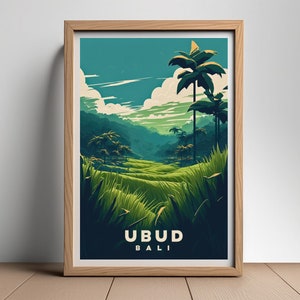 Bali Ubud Travel Poster,bali Ubud Wall Art Print,rice Fields,bali Ubud ...