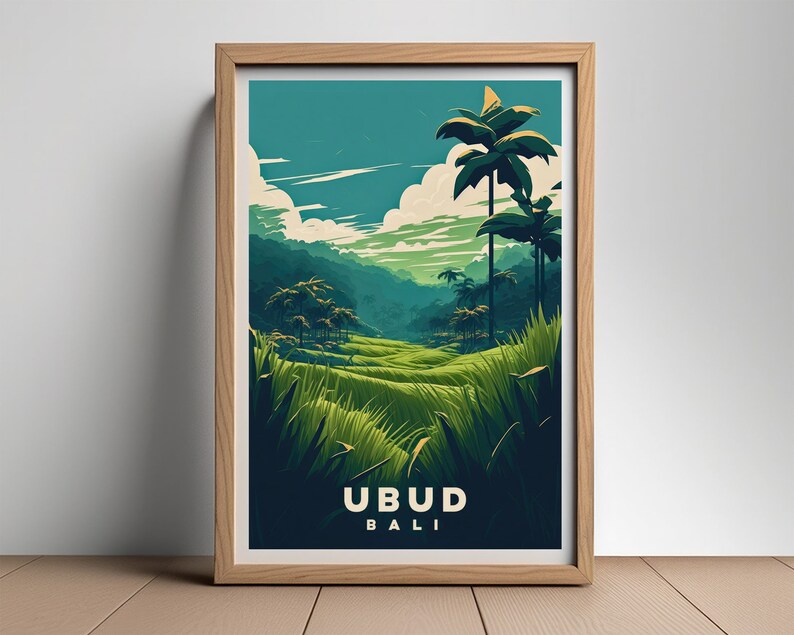 Bali Ubud Travel Poster,bali Ubud Wall Art Print,rice Fields,bali Ubud ...