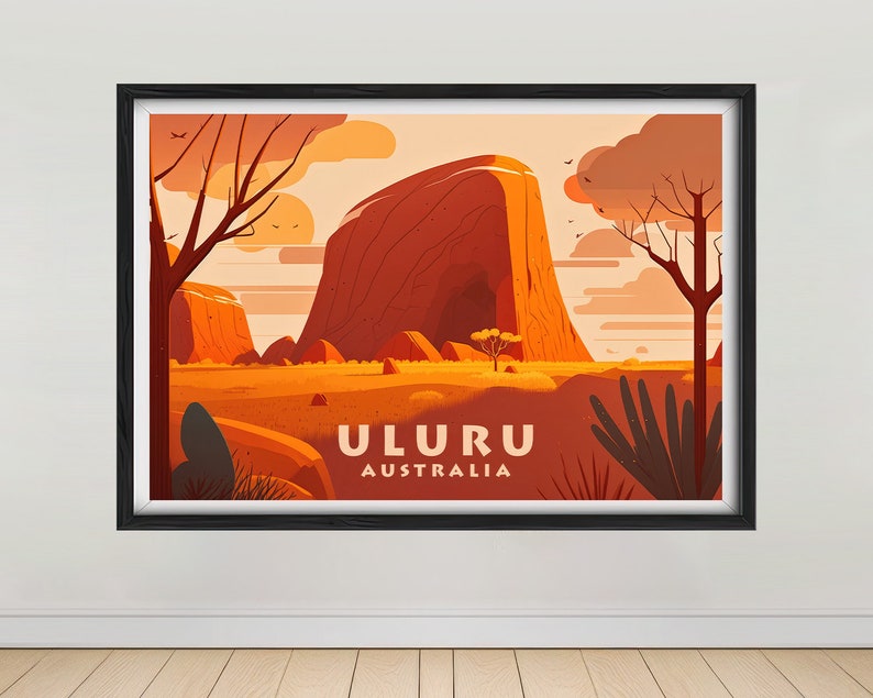Uluru Ayers Rock Travel Poster,uluru Australia Wall Art Print,ayers ...