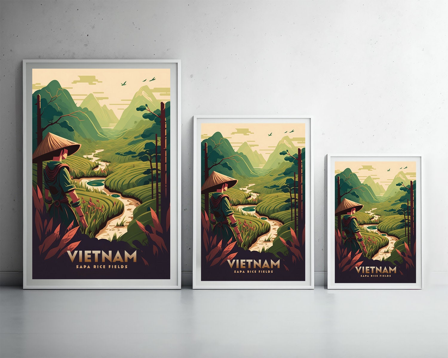 Vietnam Sapa Travel Poster,vietnam Sapa Wall Art Print,sapa Rice Fields ...