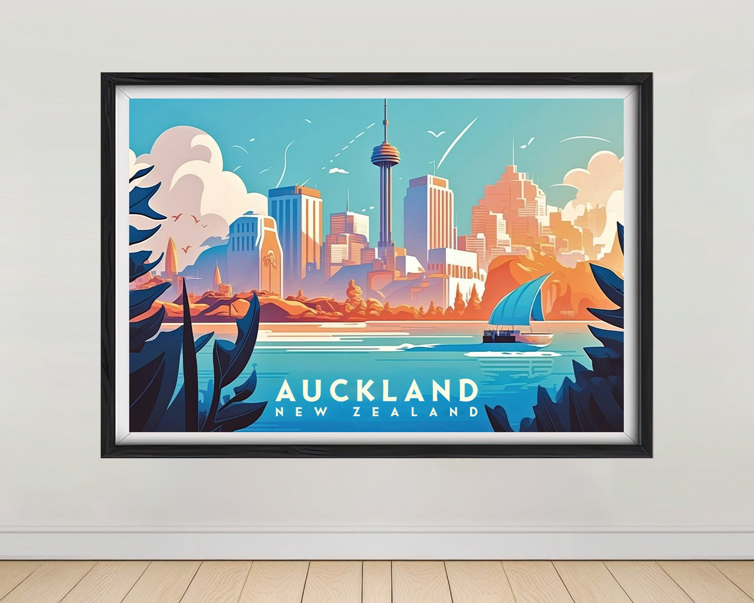 Auckland New Zealand Travel Poster,auckland New Zealand Wall Art Print ...