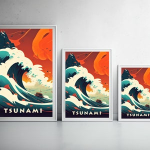 Tsunami Travel Poster,tsunami Print,tsunami Wall Art Print,natural ...
