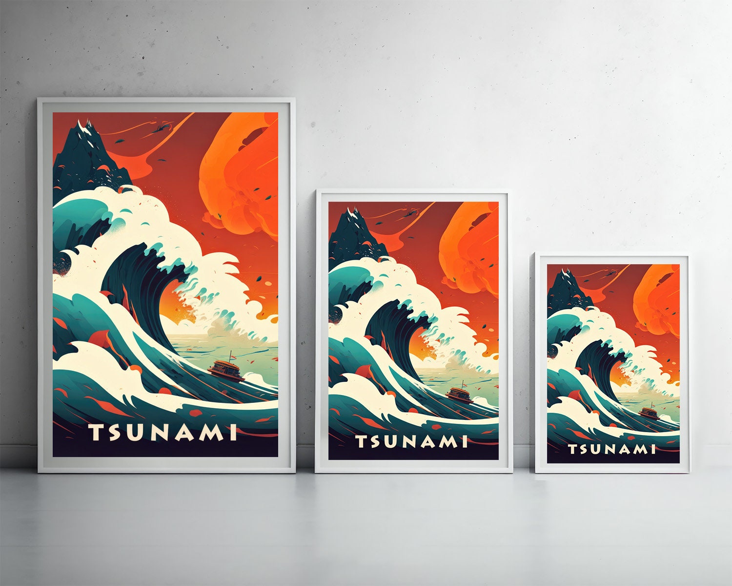 Tsunami Travel Poster,tsunami Print,tsunami Wall Art Print,natural ...