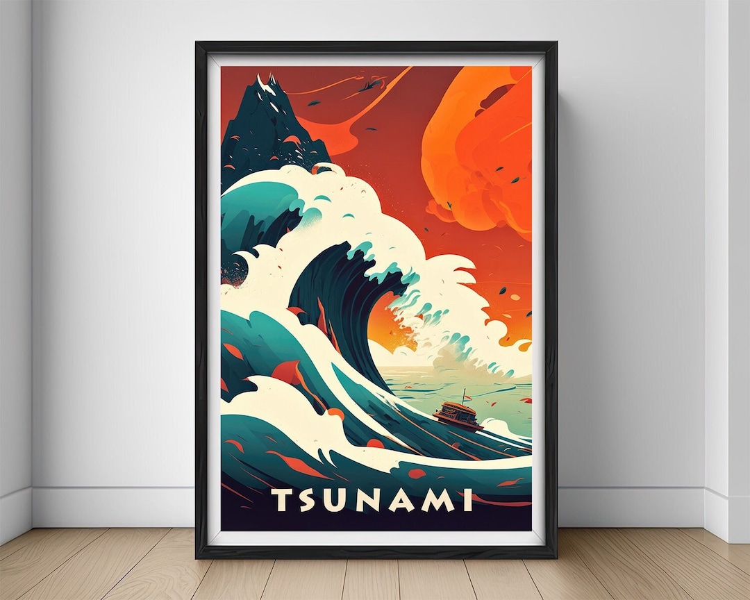 Tsunami Travel Poster,tsunami Print,tsunami Wall Art Print,natural ...