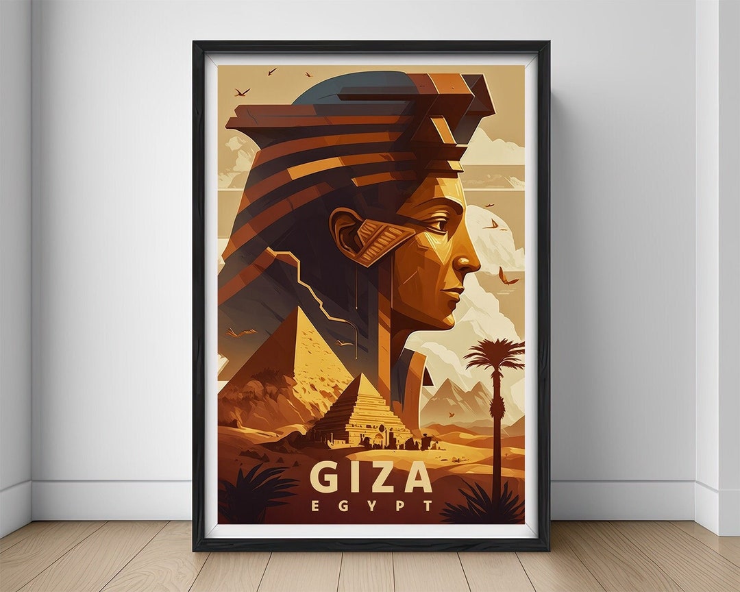 Giza Egypt Pyramid Travel Poster,giza Egypt Wall Art Print,giza Egypt ...