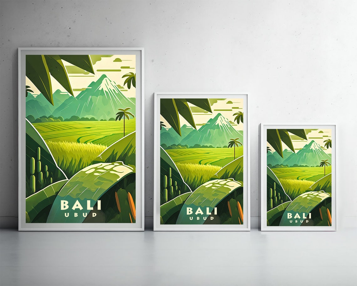 Bali Ubud Travel Poster,bali Ubud Wall Art Print,rice Fields,bali Ubud ...
