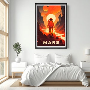 Mars Travel Poster, Mars Print, Mars Wall Art Print, Planet Mars Poster ...