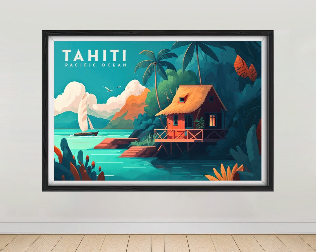 Tahiti Pacific Ocean Travel Poster,tahiti Pacific Ocean Wall Art Print ...