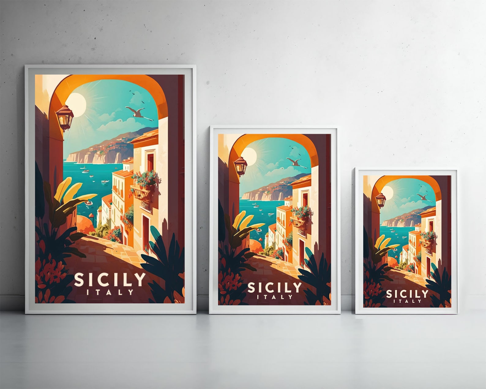 Sicily Travel Poster,sicily Print,sicily Wall Art Print,sicily Italy ...