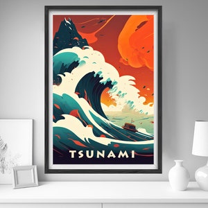 Tsunami Travel Poster,tsunami Print,tsunami Wall Art Print,natural ...