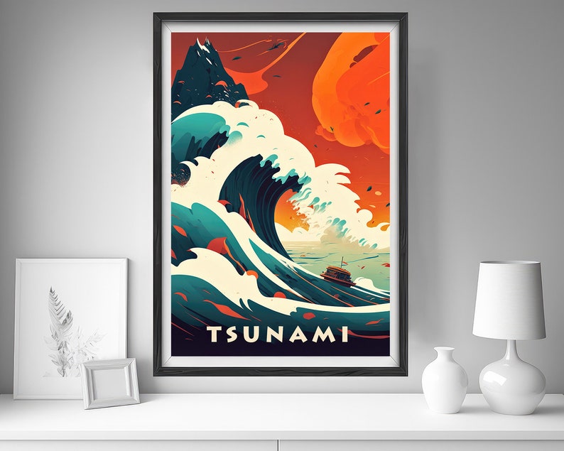 Tsunami Travel Poster,tsunami Print,tsunami Wall Art Print,natural ...
