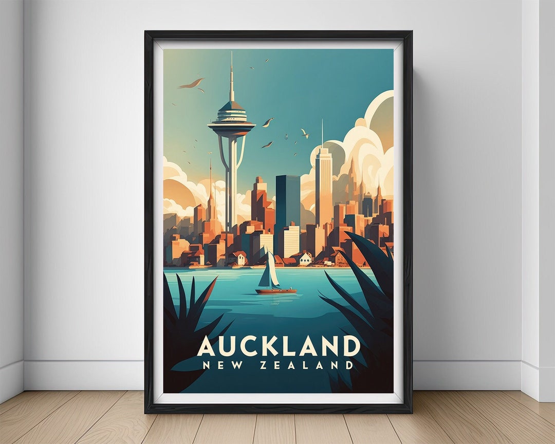 Auckland New Zealand Travel Poster,auckland New Zealand Wall Art Print ...