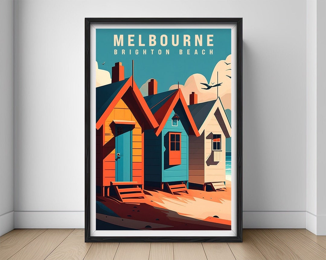 Melbourne Travel Poster,brighton Beach Wall Art,melbourne Print ...