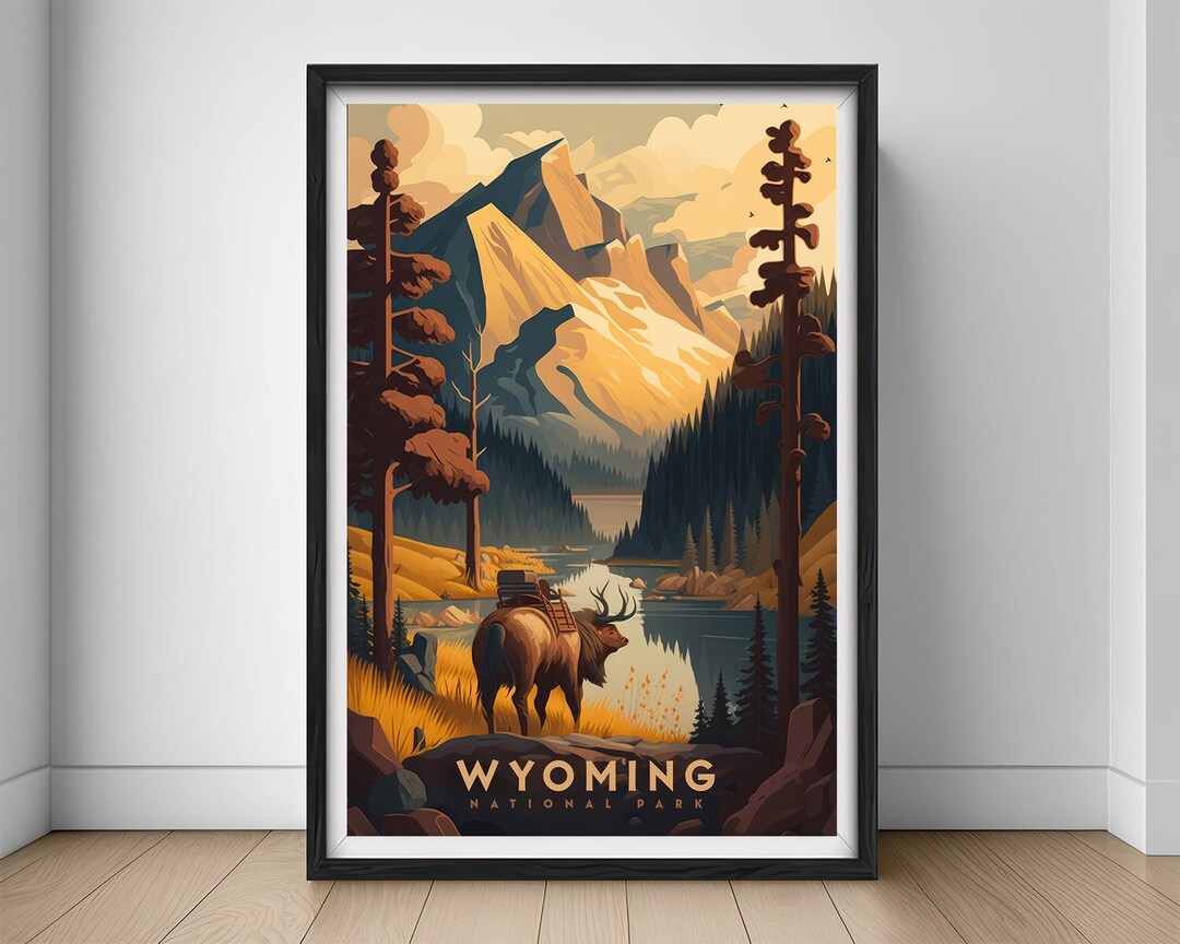 Wyoming Yellowstone Travel Poster,yellowstone Wall Art Print,wyoming ...
