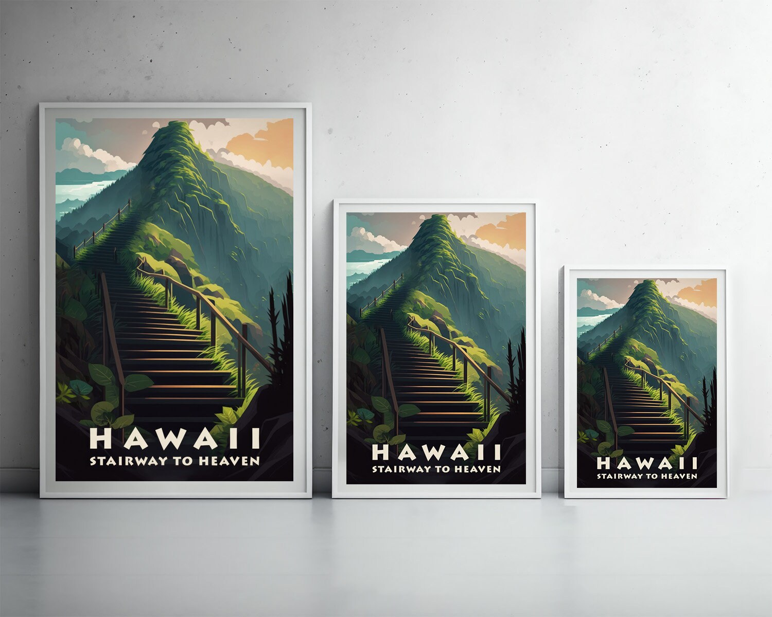 Hawaii Stairway to Heaven Travel Poster,hawaii Stairway to Heaven Wall ...