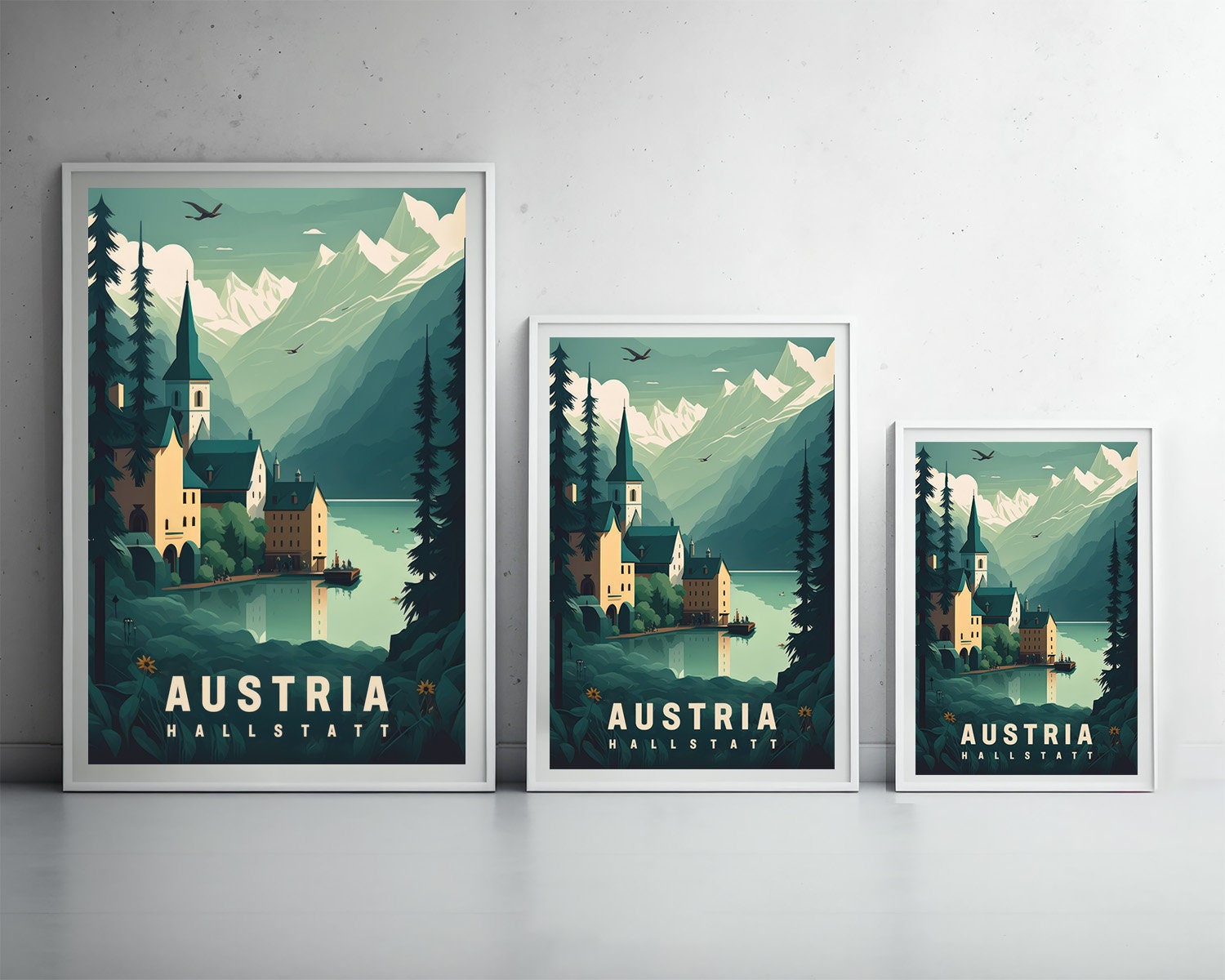 Austria Hallstatt Travel Poster,austria Hallstatt Wall Art Print ...