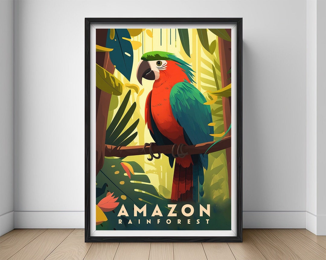 Amazon Rainforest Travel Poster,amazon Jungle Wall Art Print,amazon ...