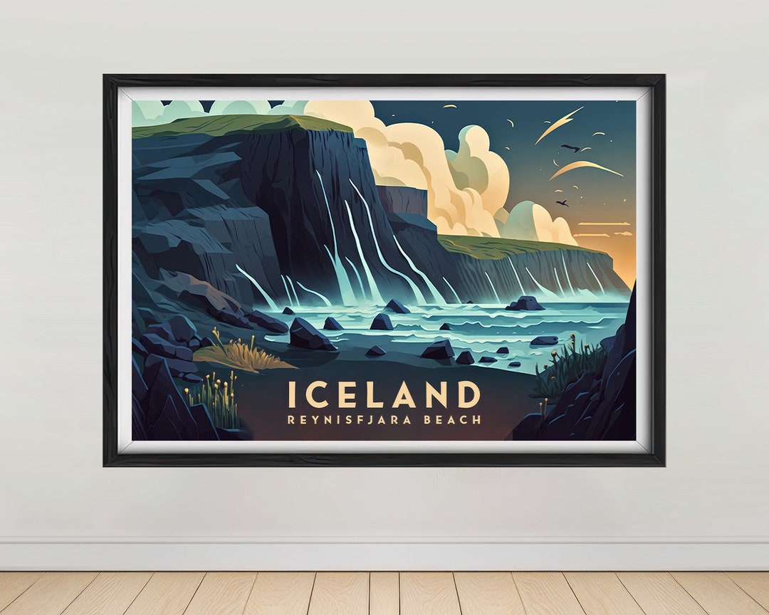 Iceland Reynisfjara Beach Travel Poster,reynisfjara Beach Wall Art ...