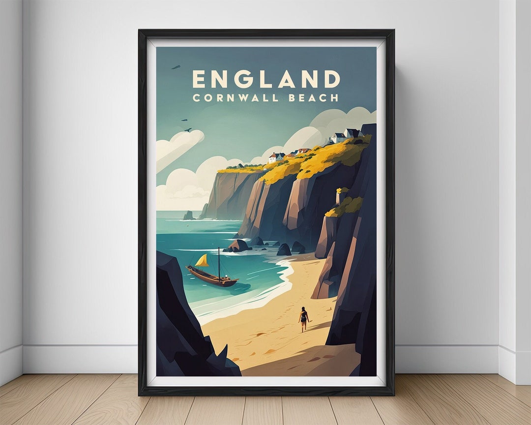 England Cornwall Beach Travel Poster,england Cornwall Wall Art Print ...