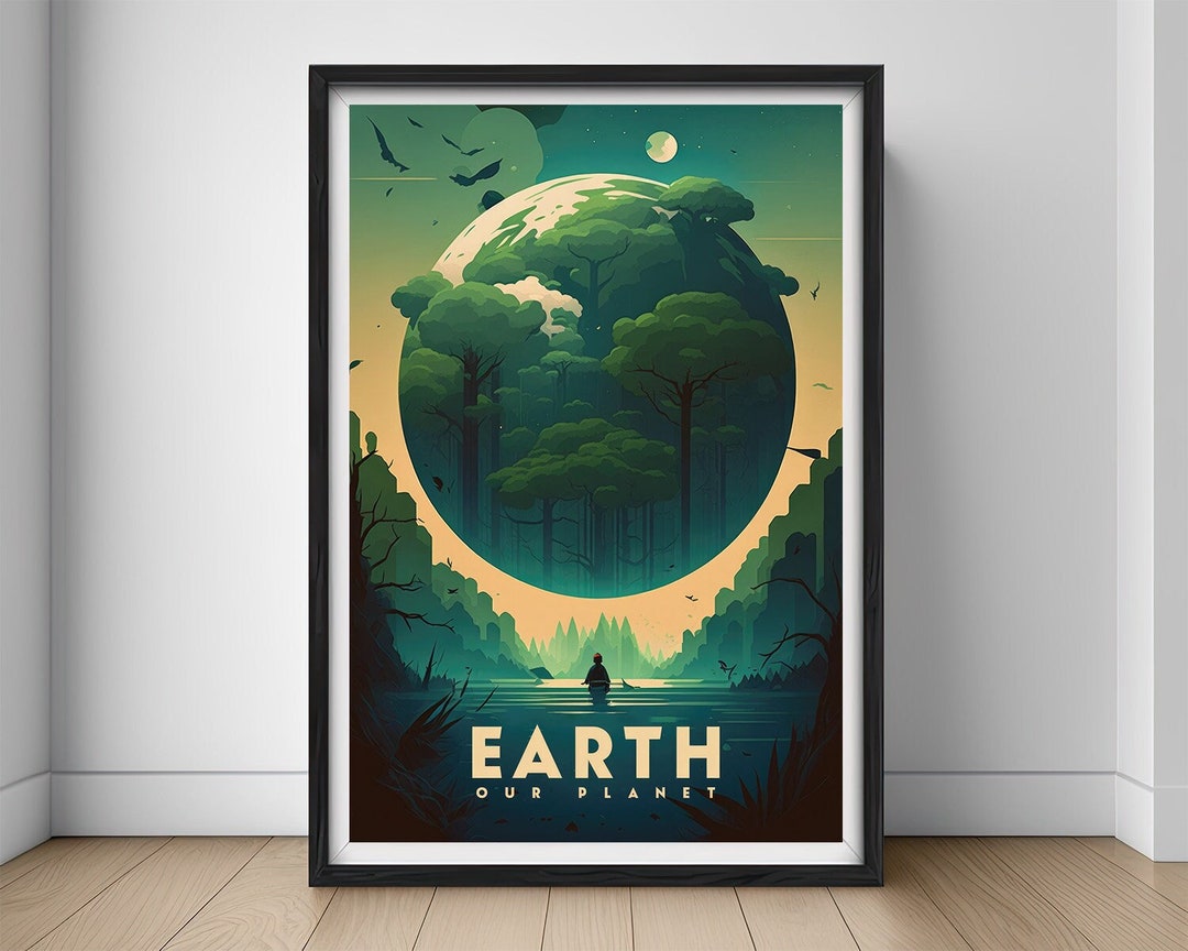 Planet Earth Travel Poster,planet Earth Wall Art Print,planet Earth ...