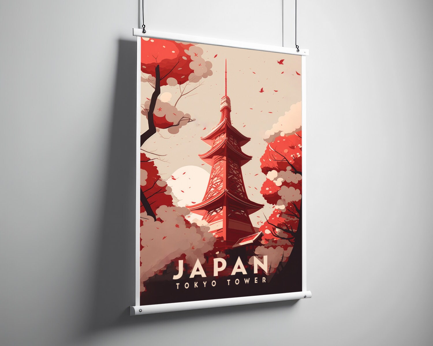 Tokyo Tower Japan Travel Posterjapan Wall Art Printtokyo - Etsy