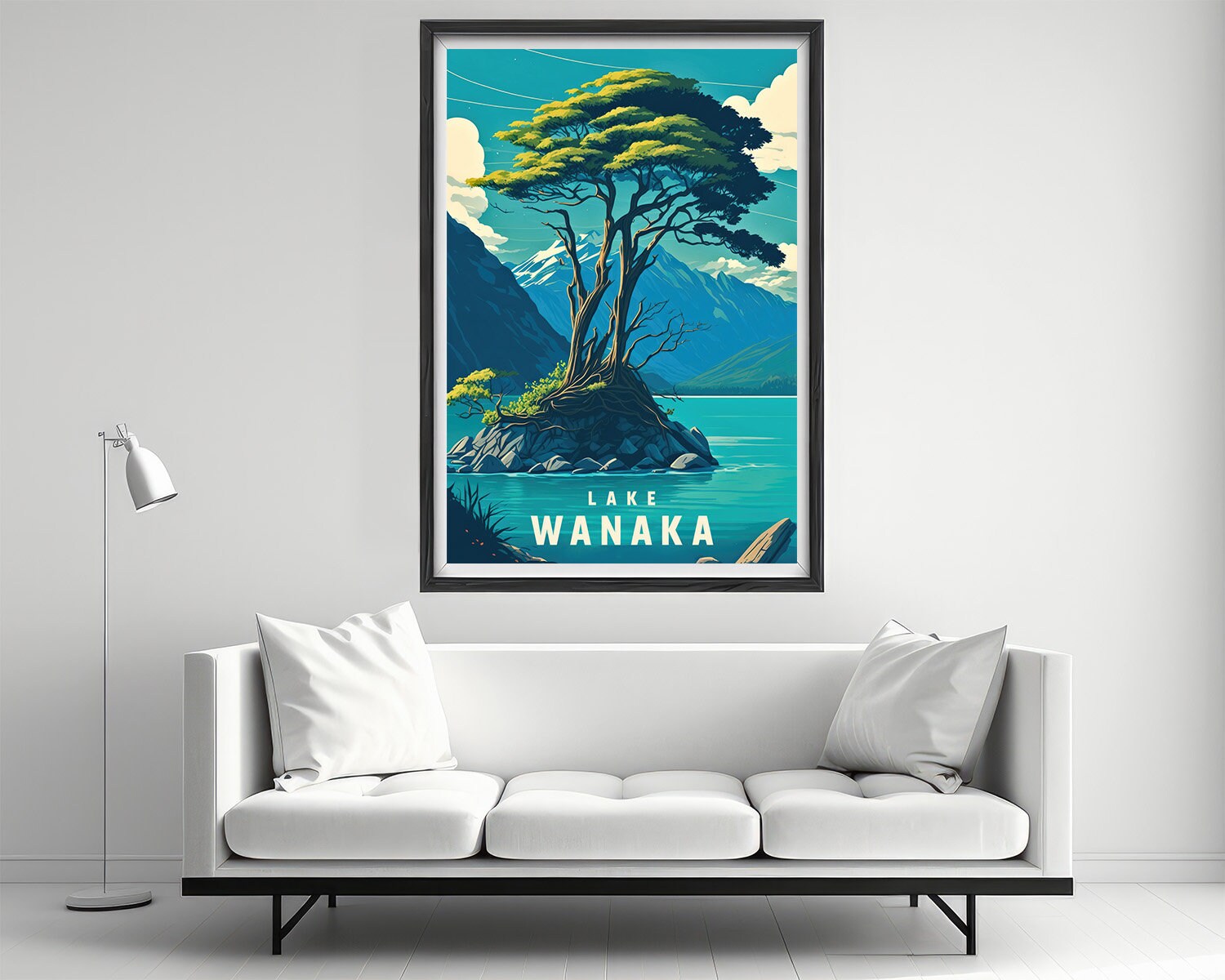 Wanaka New Zealand Travel Poster,lake Wanaka Wall Art Print,lake Wanaka ...