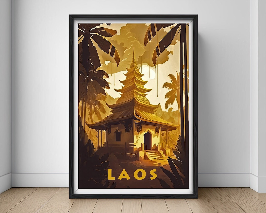 Laos Travel Poster,luang Prabang Laos Wall Art Print,luang Prabang,laos ...