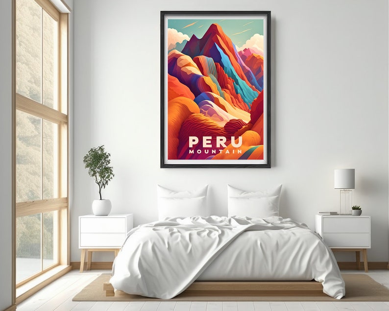Peru Rainbow Mountain Travel Poster,peru Rainbow Mountain Wall Art ...