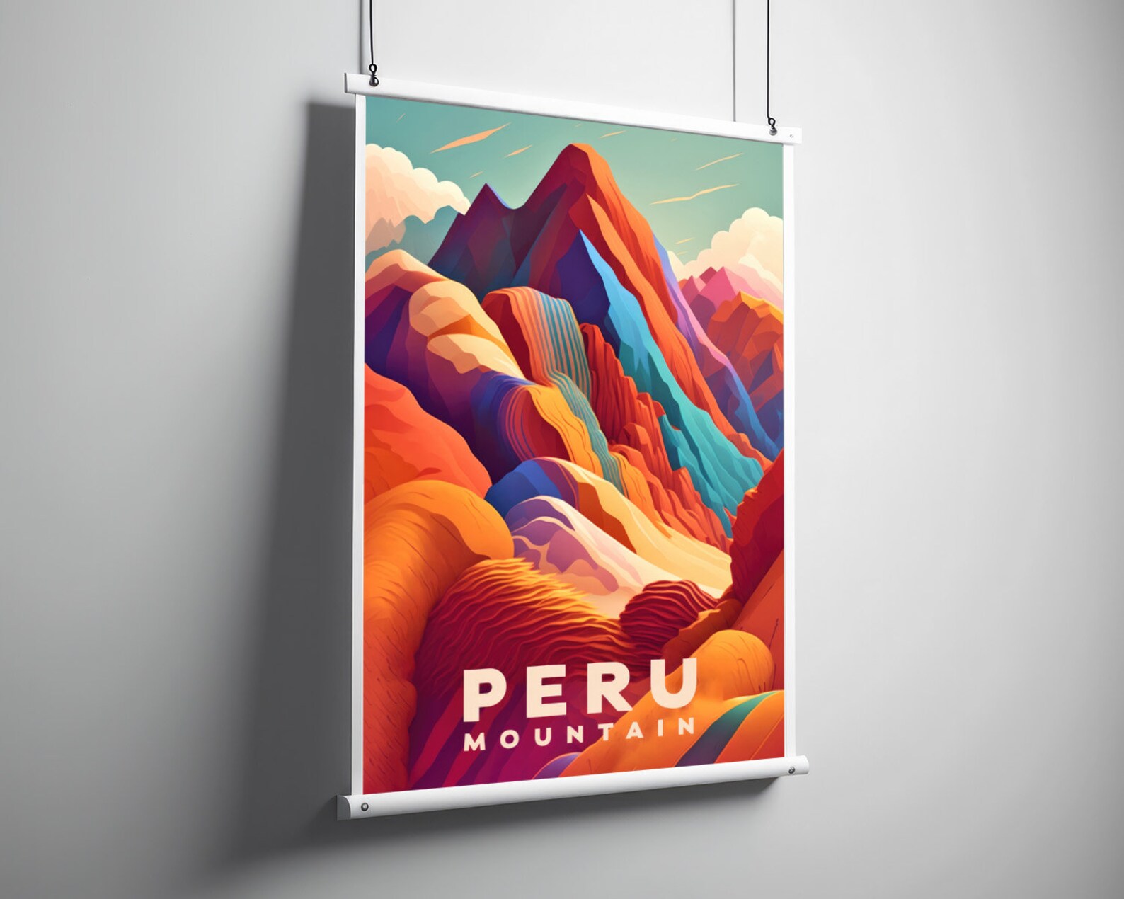 Peru Rainbow Mountain Travel Poster,peru Rainbow Mountain Wall Art ...