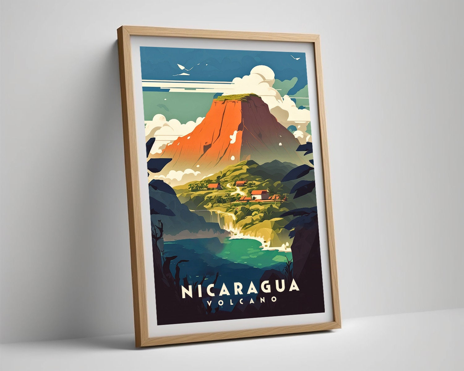 Nicaragua Volcano Travel Poster,nicaragua Volcano Wall Art Print ...