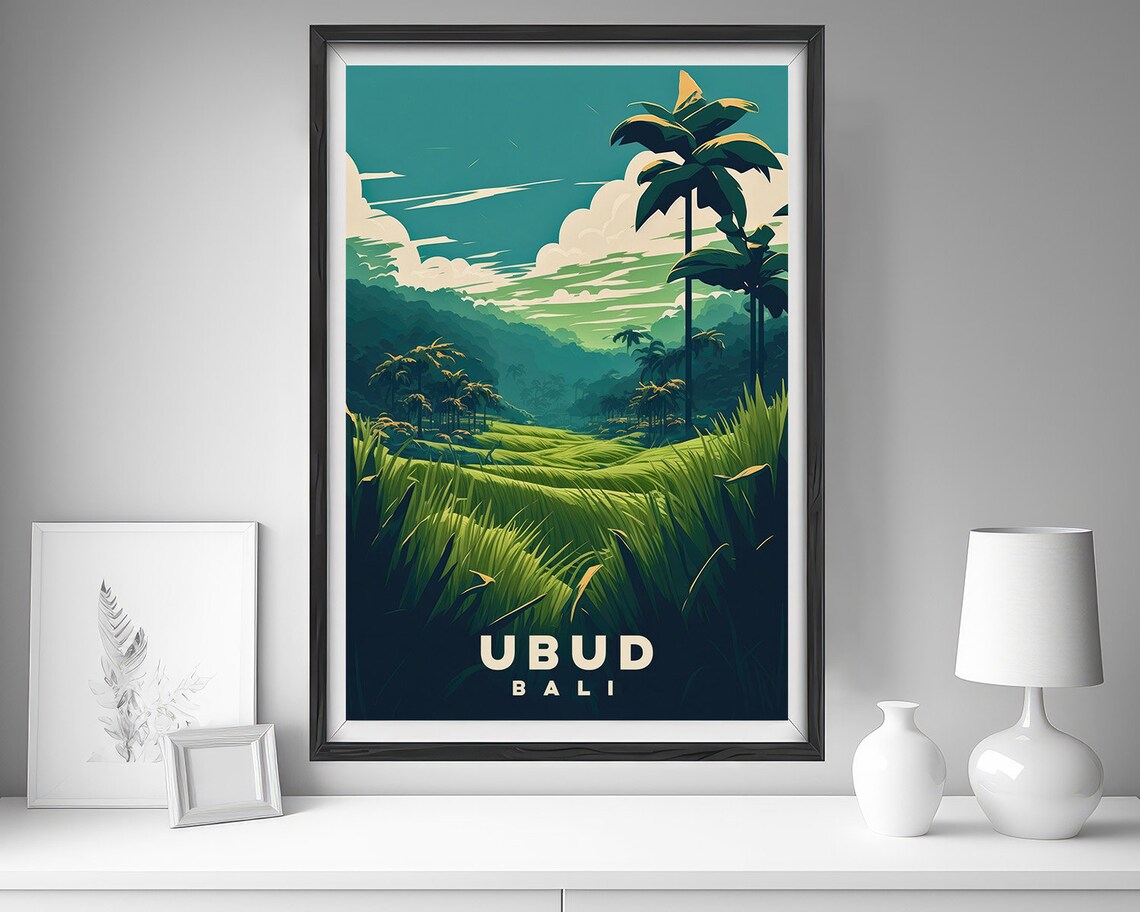 Bali Ubud Travel Poster,bali Ubud Wall Art Print,rice Fields,bali Ubud ...