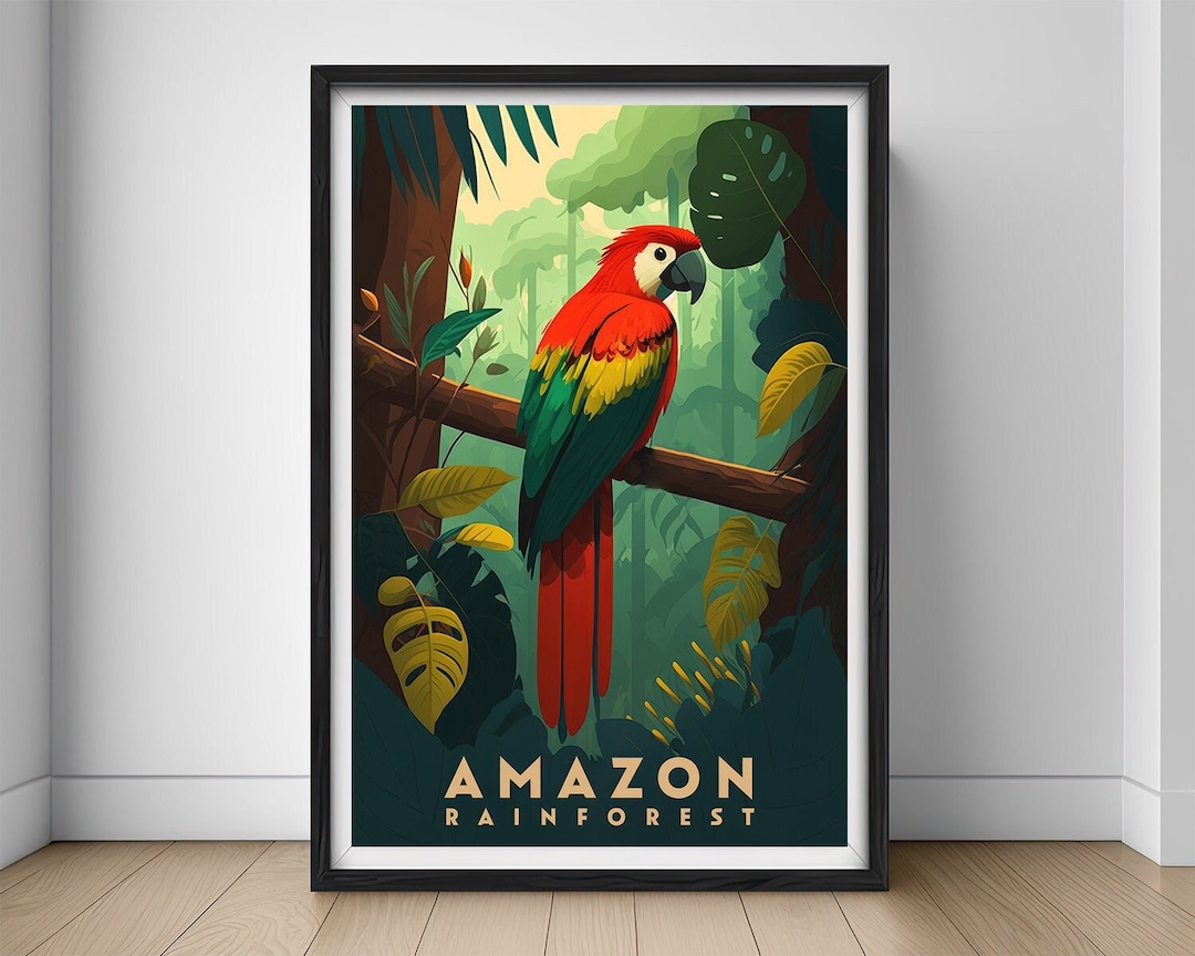 Amazon Jungle Travel Poster,amazon Rainforest Wall Art Print,amazon ...