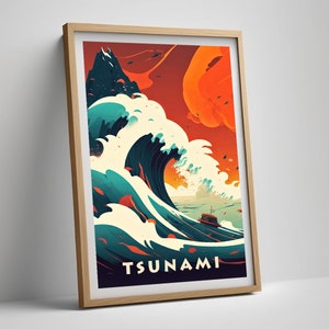 Tsunami Travel Poster,tsunami Print,tsunami Wall Art Print,natural ...