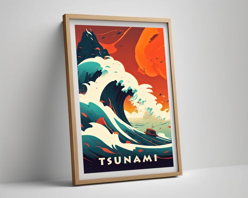 Tsunami Travel Poster,tsunami Print,tsunami Wall Art Print,natural ...