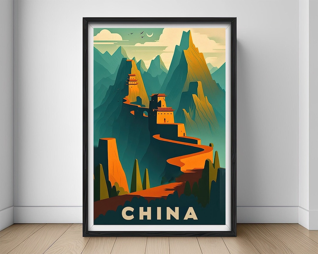 Great Wall of China Travel Poster,china Wall Art Print,beijing Painting ...