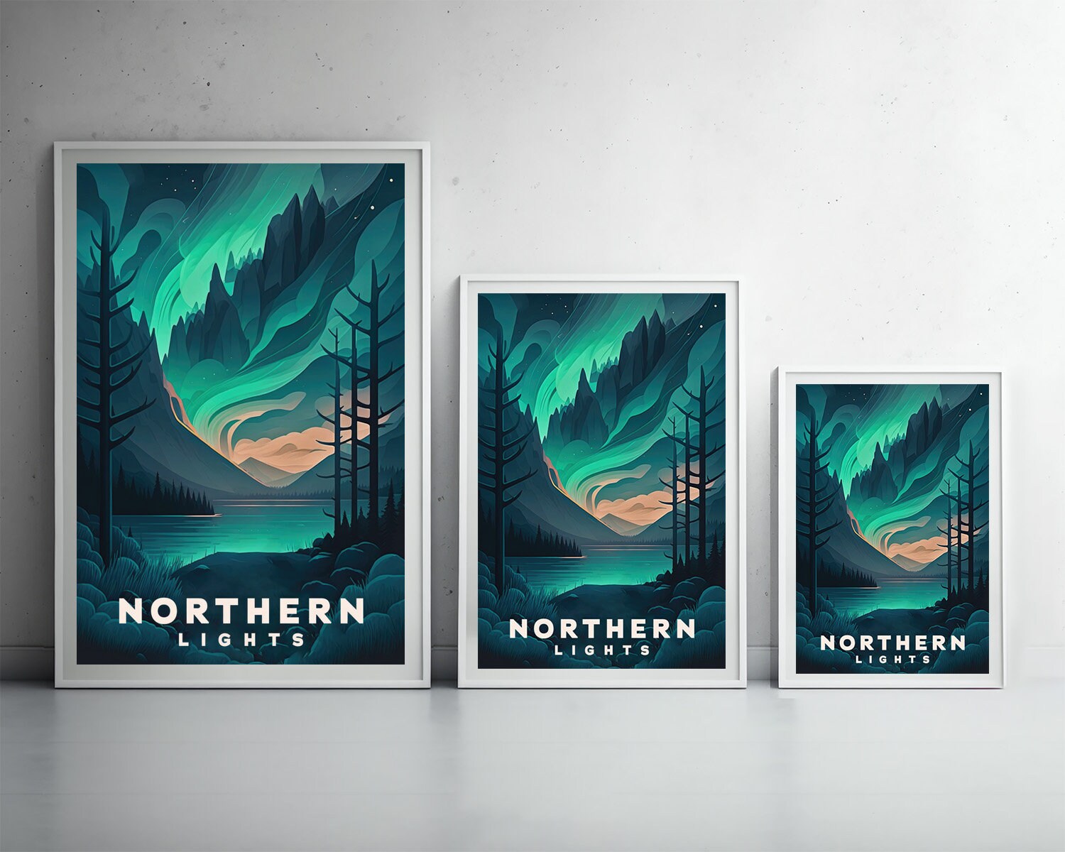 Northern Lights Travel Poster,northern Lights Wall Art Print,aurora ...