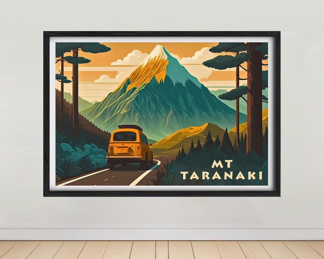 Mount Taranaki NZ Travel Poster,mount Taranaki NZ Wall Art Print,mt ...
