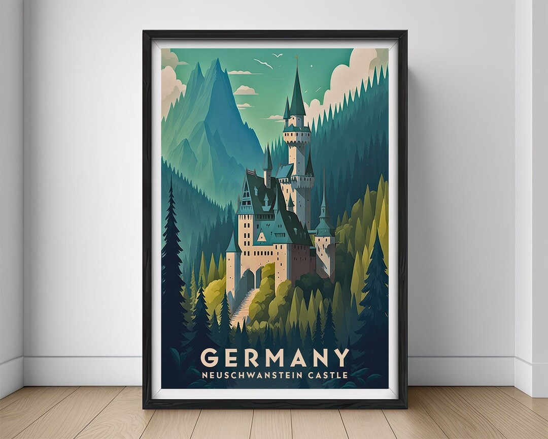 Germany Neuschwanstein Castle Travel Poster,germany Castle Wall Art ...