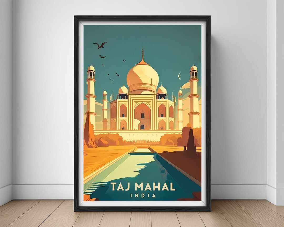 India Taj Mahal Travel Poster,india Taj Mahal Wall Art Print,india Taj ...