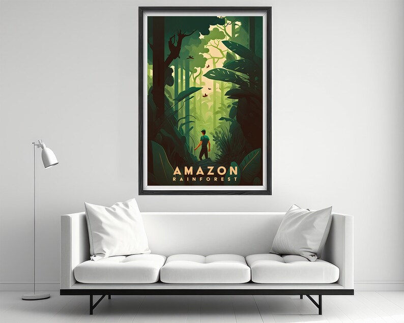 Amazon Rainforest Travel Poster,amazon Jungle Wall Art Print,amazon ...