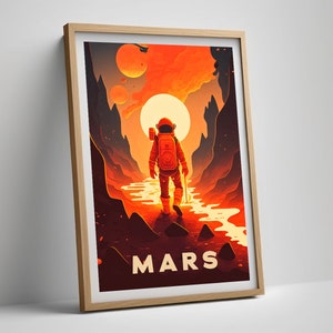 Mars Travel Poster, Mars Print, Mars Wall Art Print, Planet Mars Poster ...