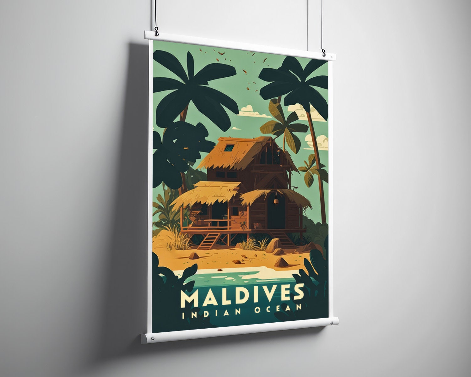 Maldives Travel Poster,maldives Wall Art Print, Maldives Painting ...