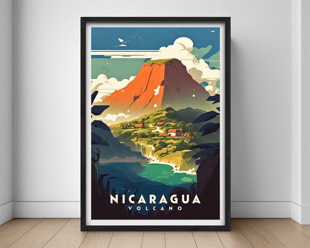Nicaragua Volcano Travel Poster,nicaragua Volcano Wall Art Print ...