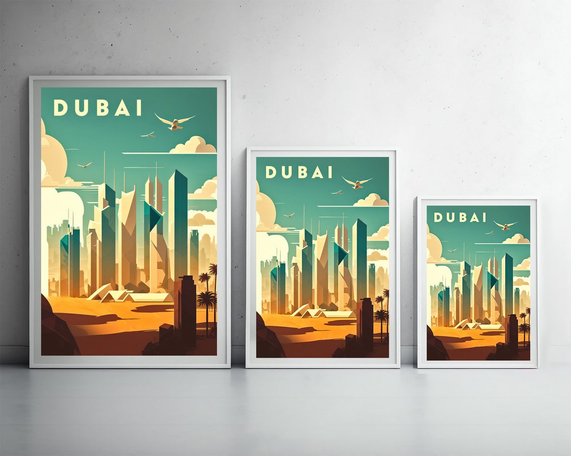 Dubai Travel Poster,dubai Wall Art Print,united Arab Emirates,dubai ...