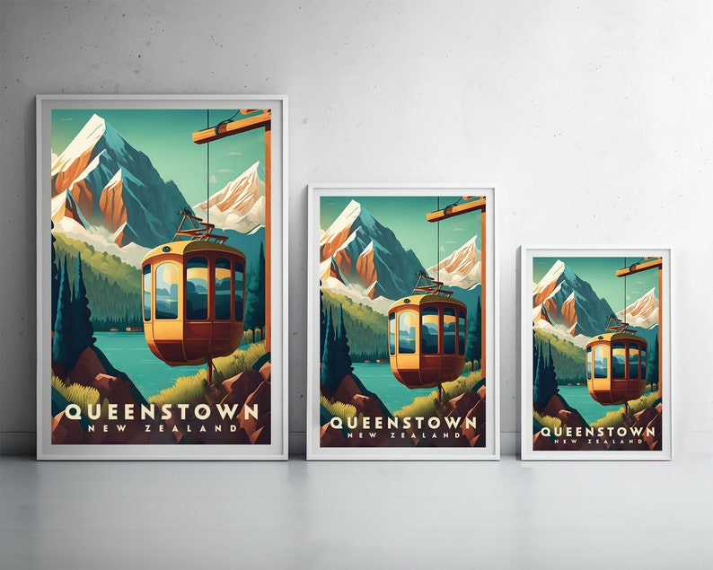 Queenstown New Zealand Travel Poster,queenstown New Zealand Wall Art ...