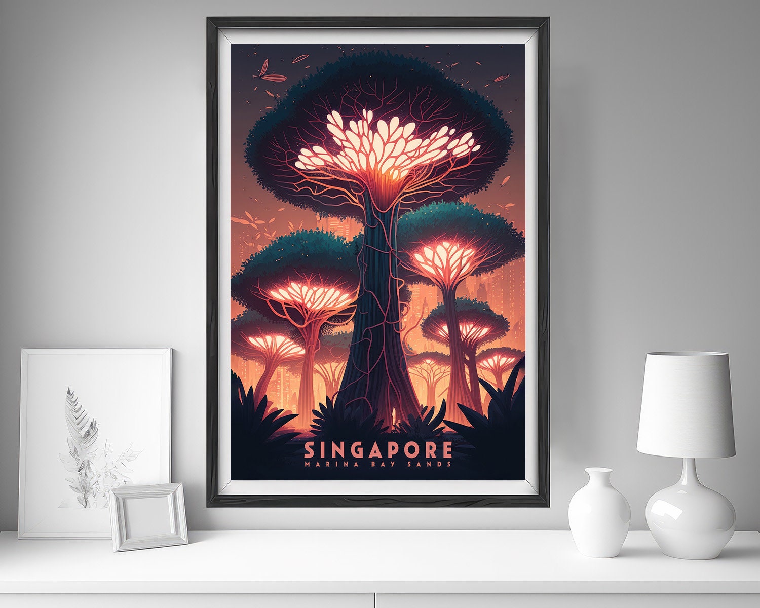 Singapore Travel Poster,singapore Wall Art Print,gardens by the Bay ...