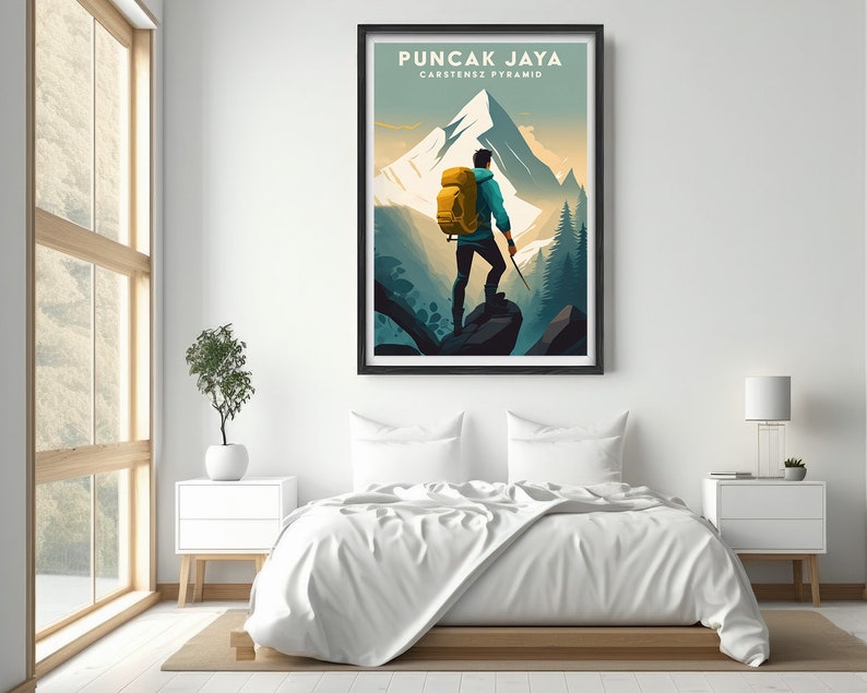 Pancak Jaya Mountain Travel Poster,mount Pancak Jaya Wall Art Print ...